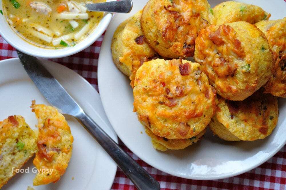 Bacon Cheddar Cornbread Muffins Food Gypsy